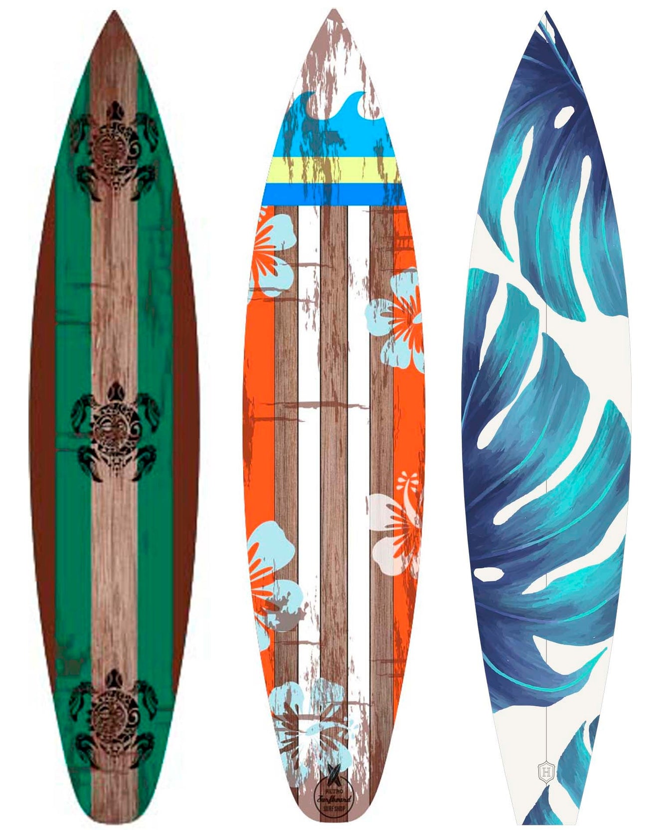 Rustic Surfboard Wall Art with Turtle, Surfers gift, Tropical Decor, B ...